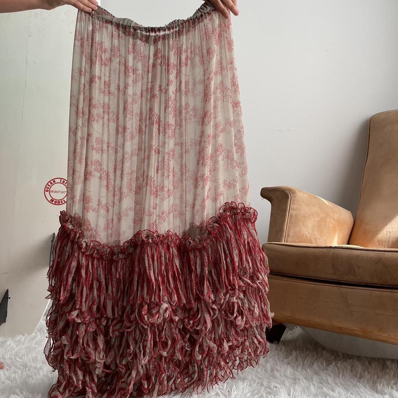 🌀suuuper cool sheer micro mesh skirt, made of a red... - Depop