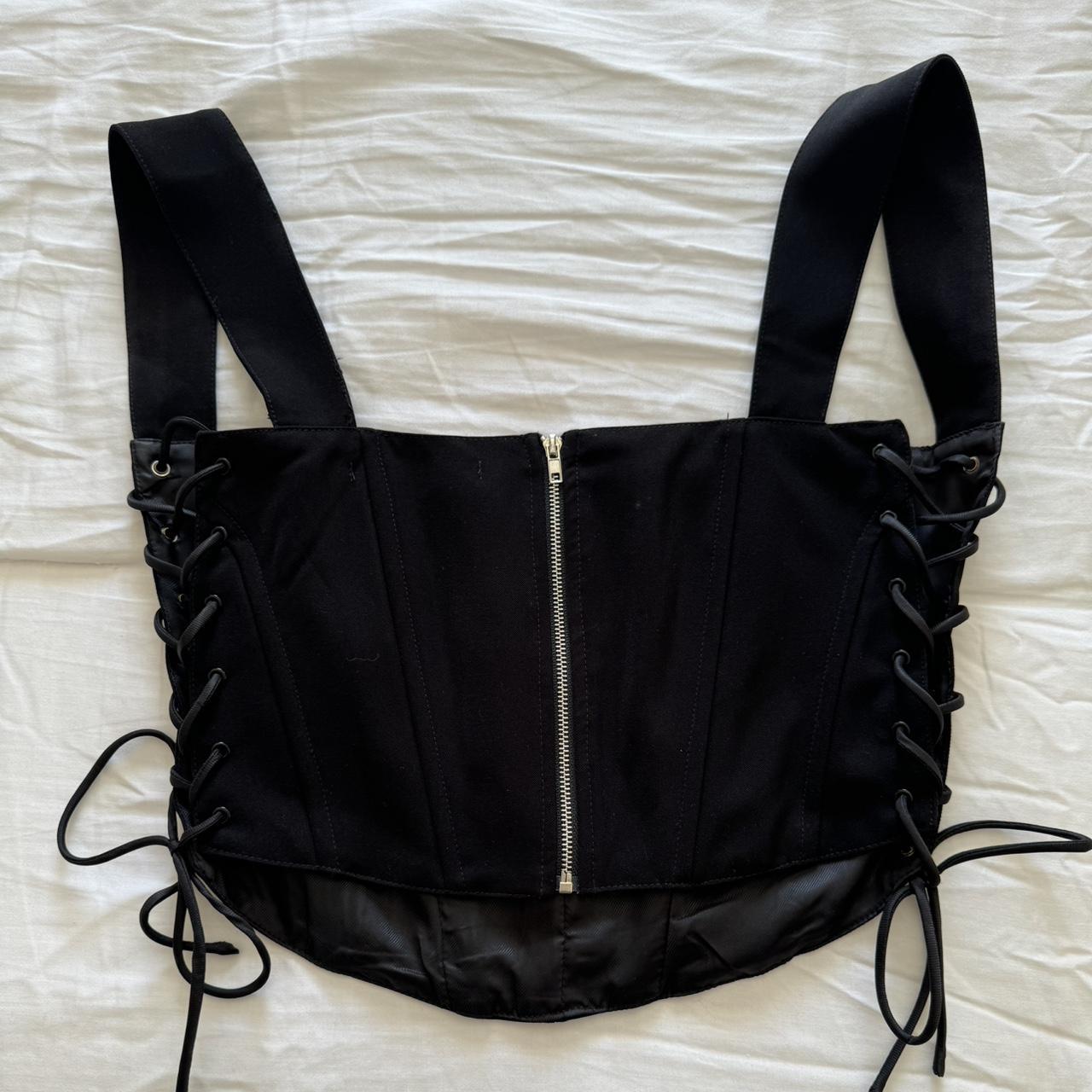 black lace up corset #corset #blackcorset - Depop