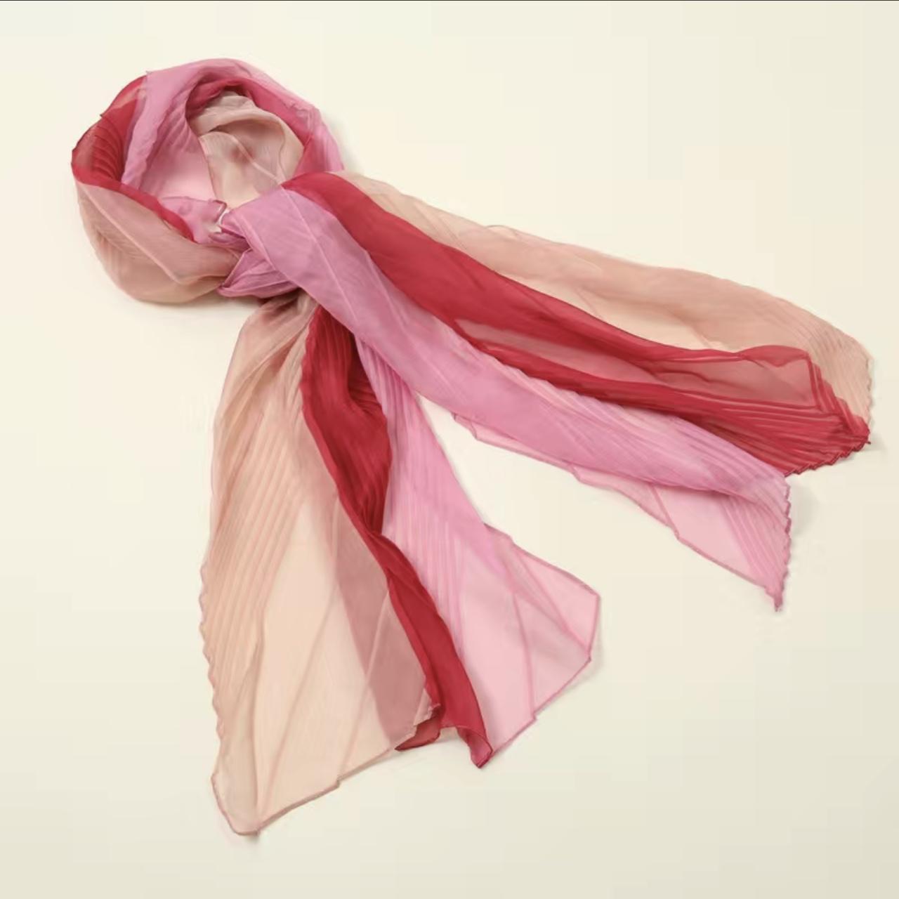 Imitation Silk Satin Gradient Crumpled Scarf... - Depop