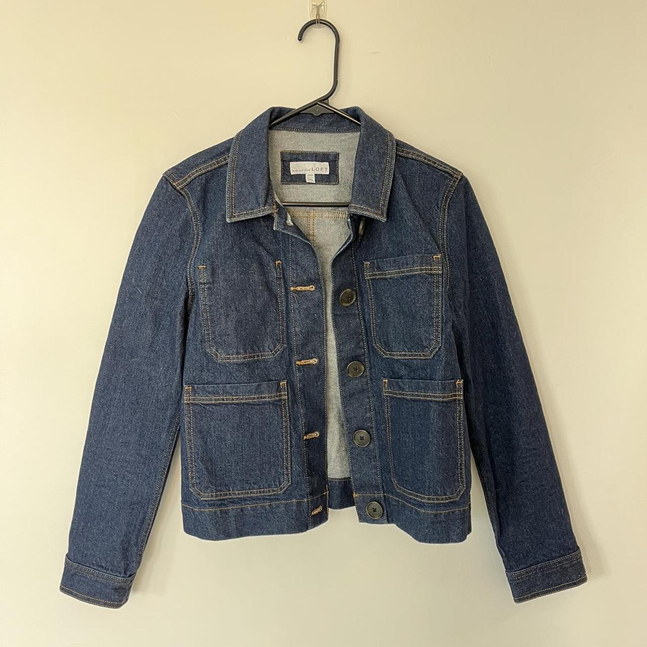 LOFT Women's Navy and Blue Jacket | Depop