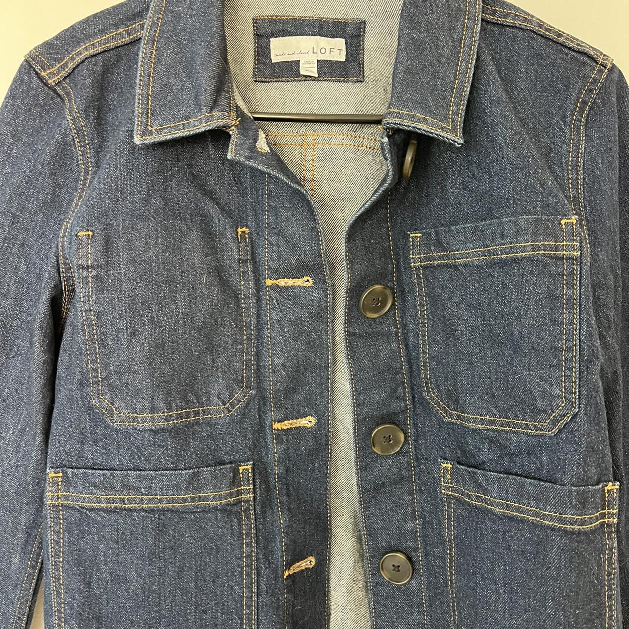 LOFT Women's Navy and Blue Jacket | Depop