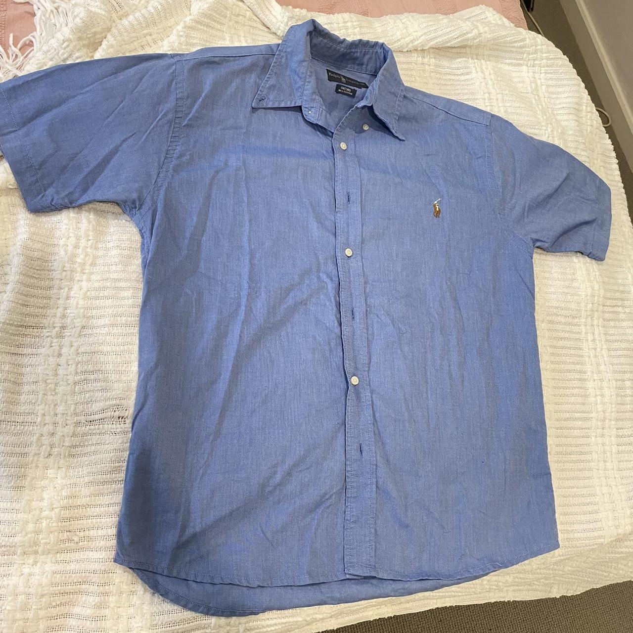 Ralph polo button up - light blue denim looking, w... - Depop