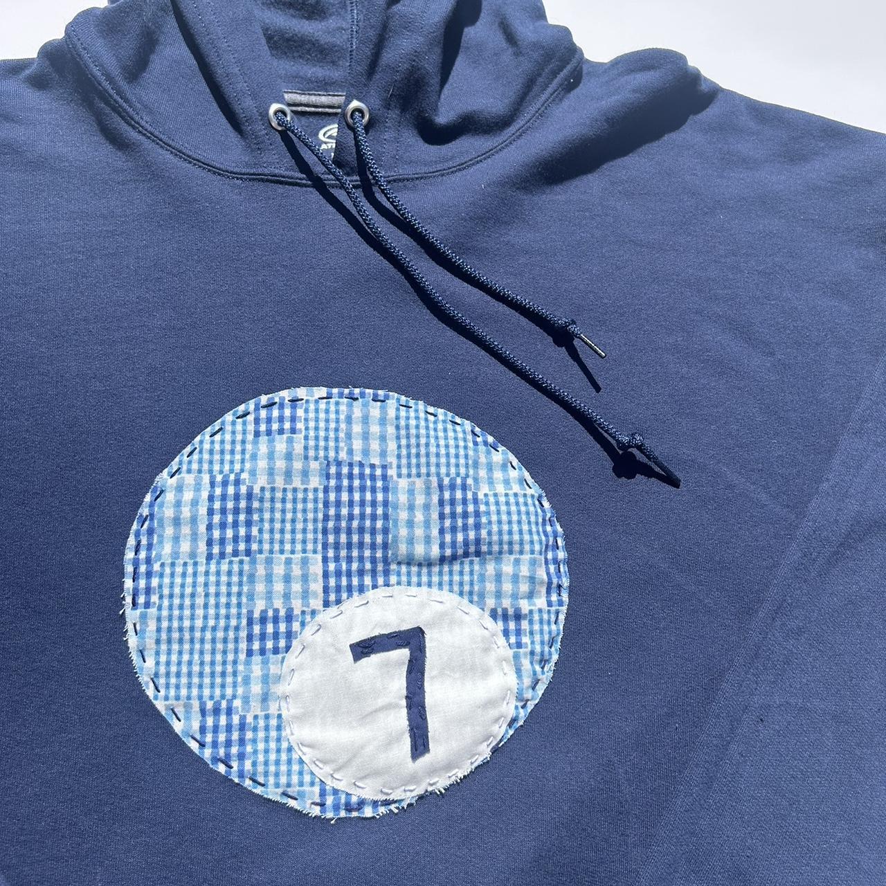 pool ball patchwork design on a navy hoodie. dm me... - Depop