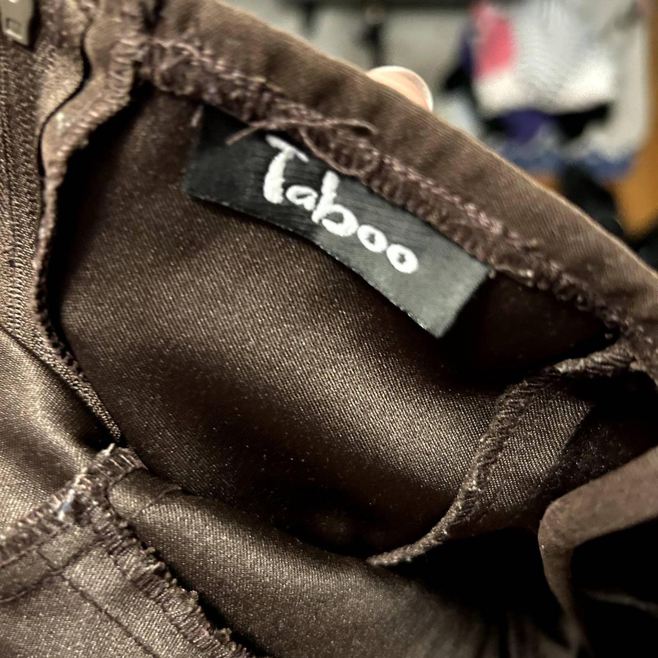 Taboo Mini Dress Juniors Size Medium Brown Faux... - Depop