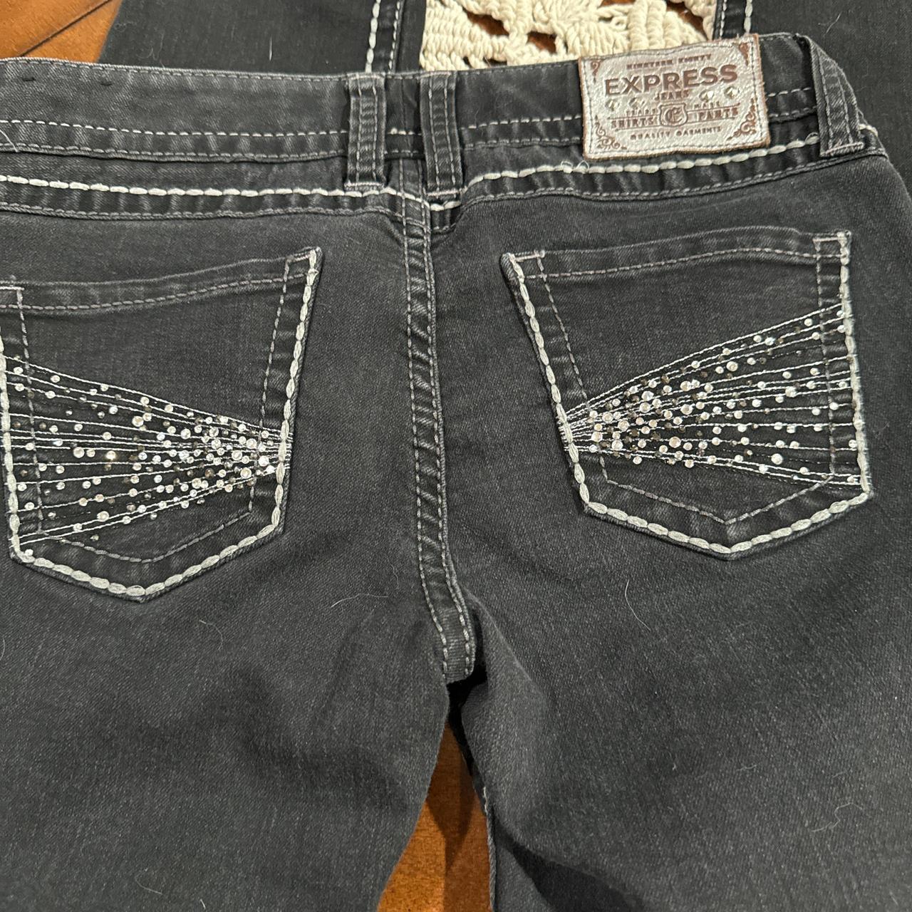 Express black BLING jeans size 2. Low rise straight... - Depop