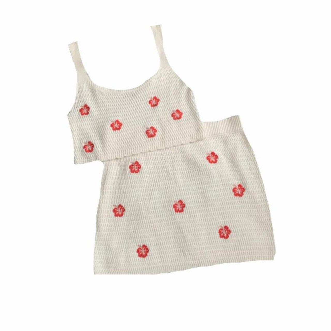 Wild Fable Women's White and Red Jumpsuit | Depop