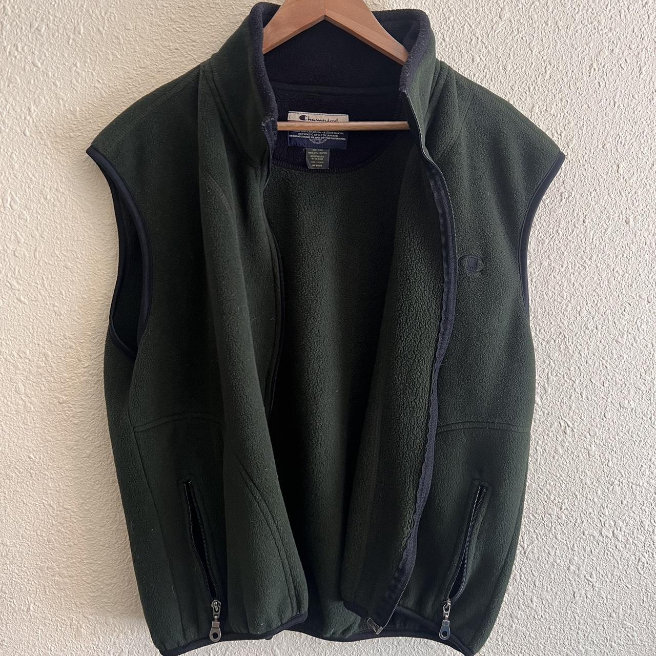 green champion fuzzy vest 🦖🦖🦖 tagged medium - Depop