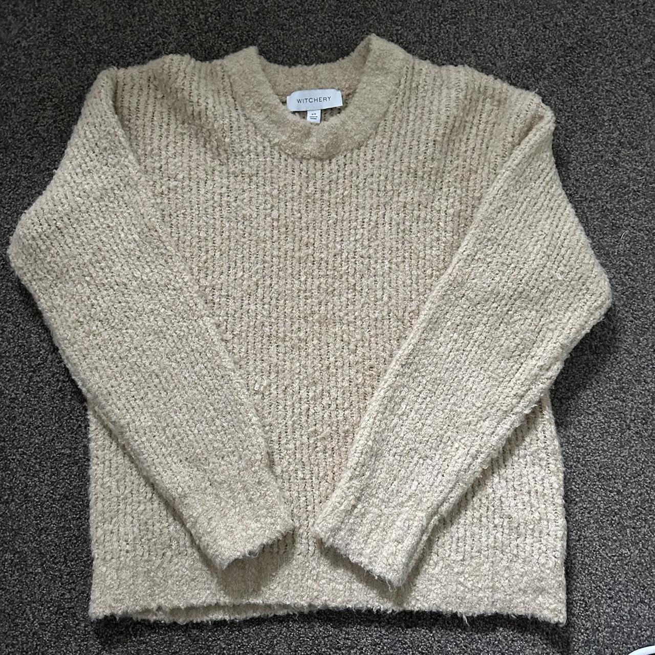 Witchery Knitted sweater Cream colour with thick... - Depop