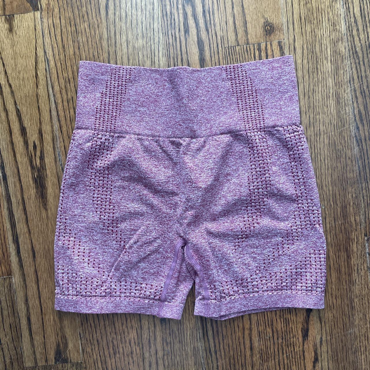 Pink compression workout shorts. Size small - Depop