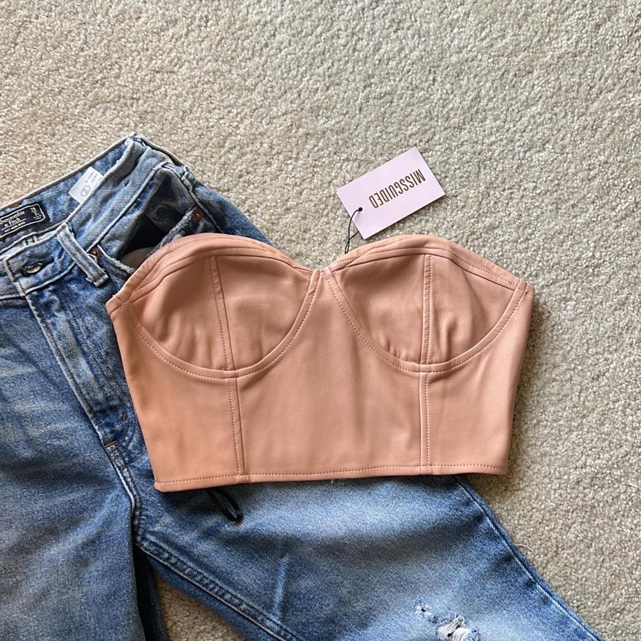 Leather Tube Top Corset Style # Missguided #... - Depop
