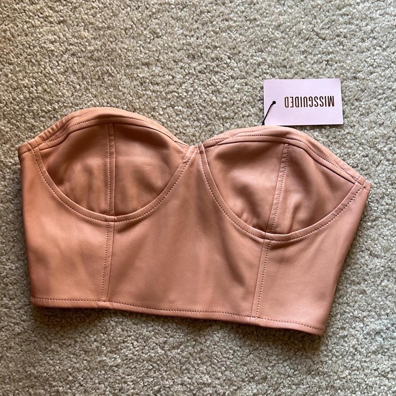 Leather Tube Top Corset Style # Missguided #... - Depop