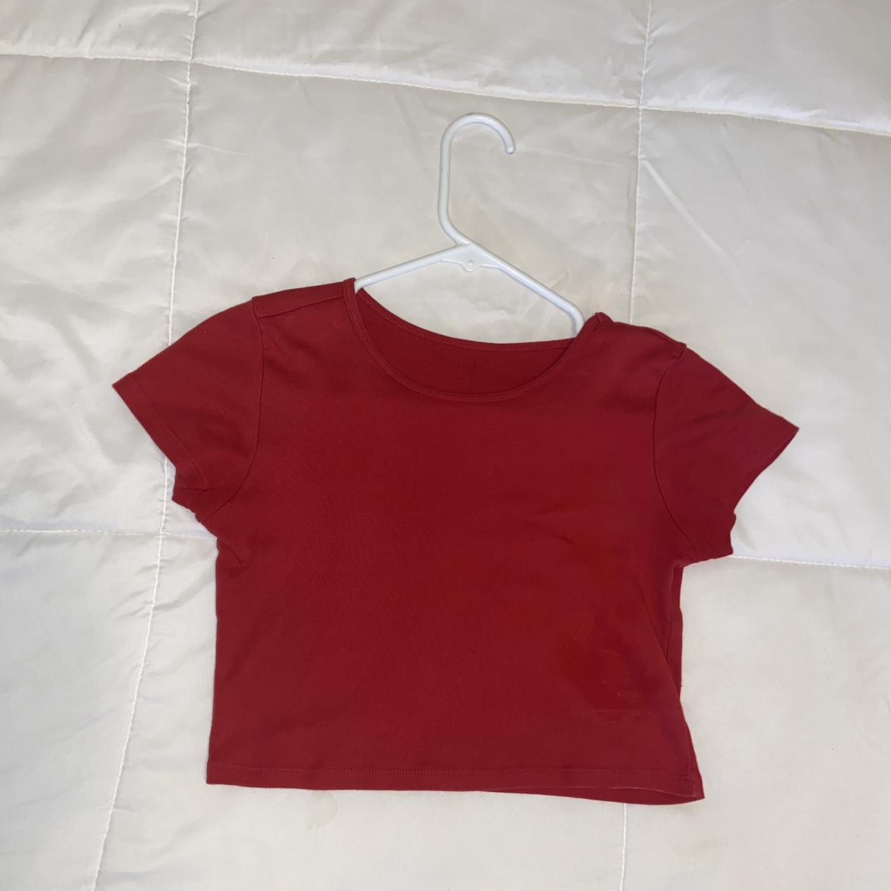 Brandy Melville , John Galt red cropped shirt, worn... - Depop