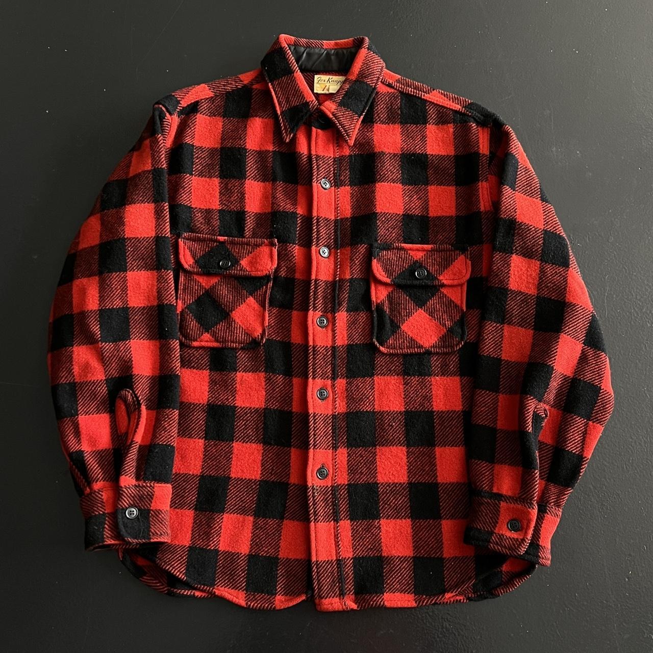 Vintage 80s 70s Fox Knapp red and black plaid... | Depop
