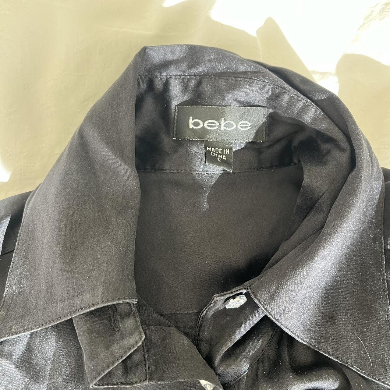 SUPER cute silky Bebe black blouse. def gives office... - Depop