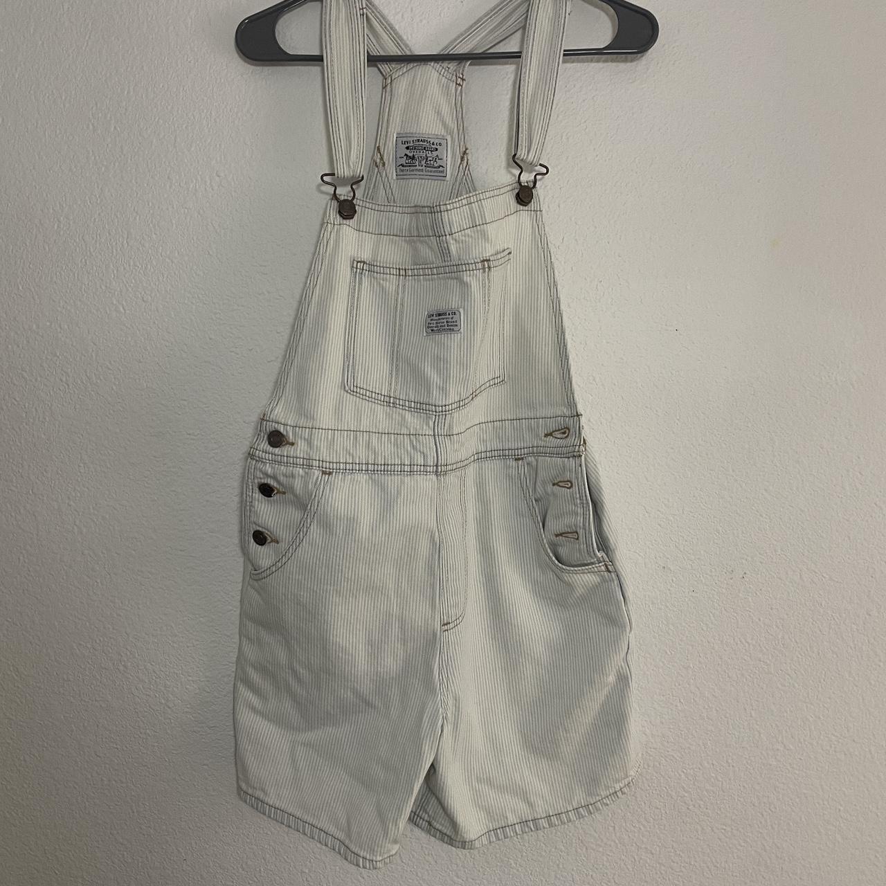 Levi's stripped shorts overalls size small. In... - Depop