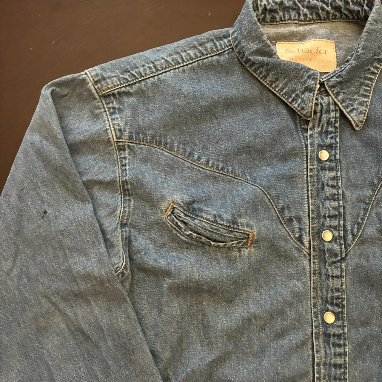 Schaefer Outfitter Denim Pearl Snap Western Button... - Depop