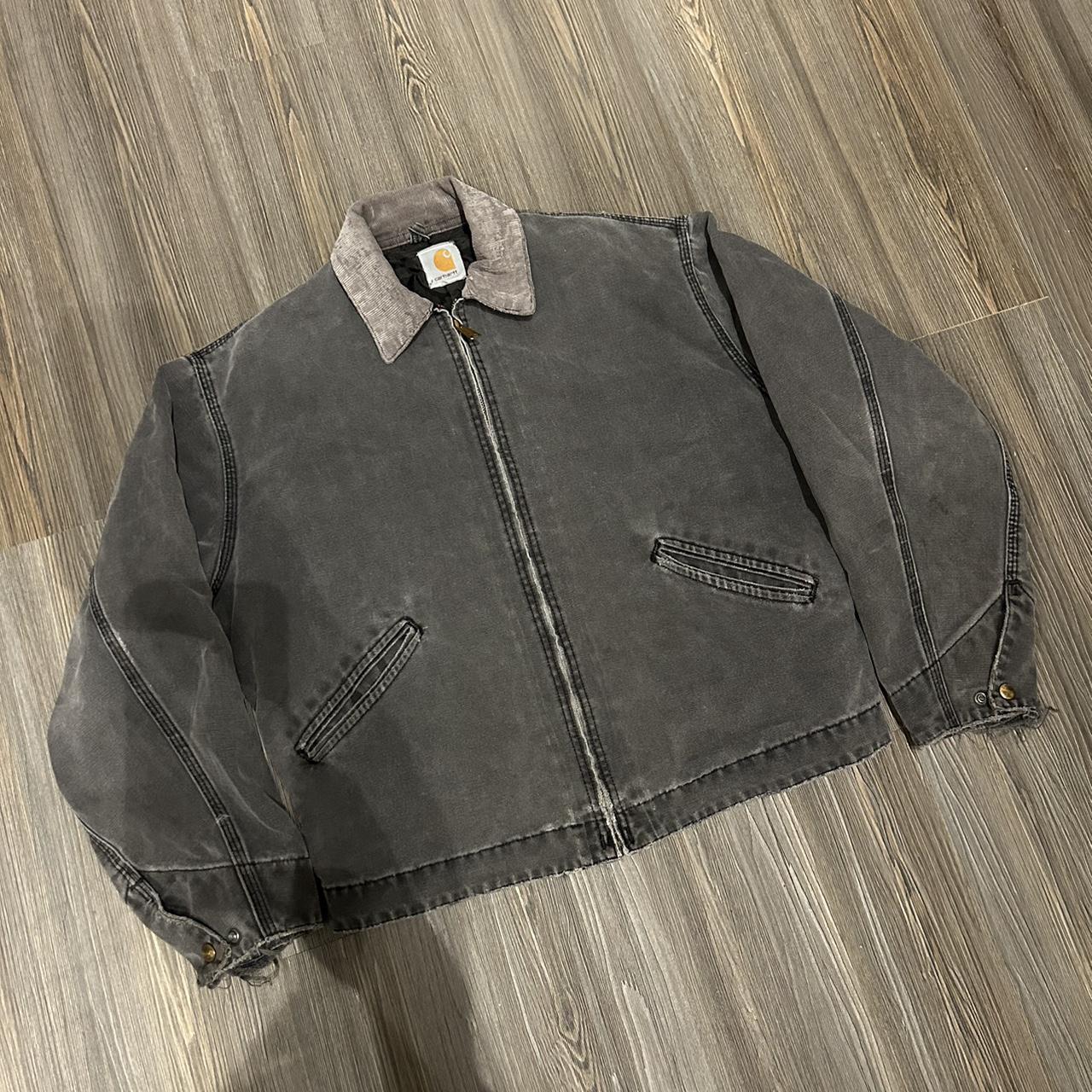 Grey Quilted lined Carhartt Detroit jacket Size... - Depop