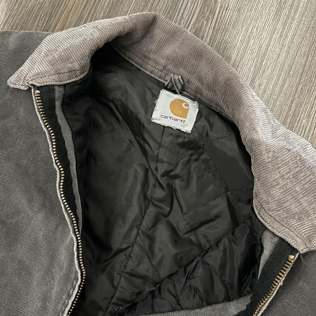 Grey Quilted lined Carhartt Detroit jacket Size... - Depop