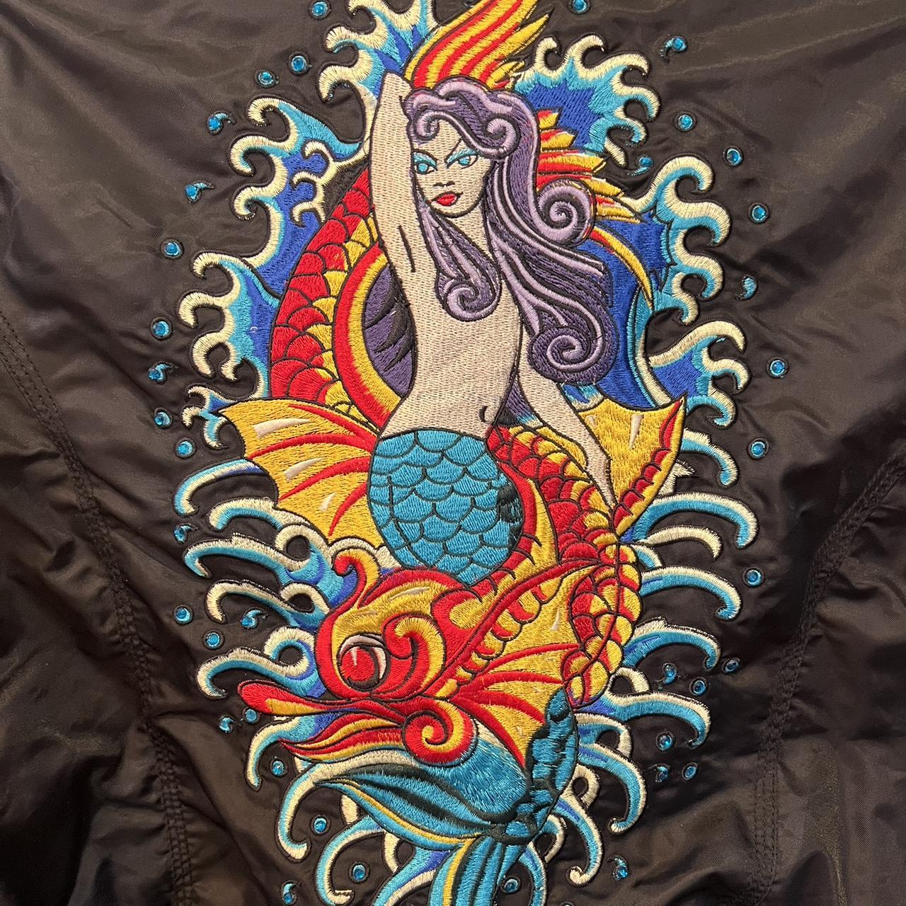 Ed Hardy Down Embroidered Puffer Jacket Insane... - Depop