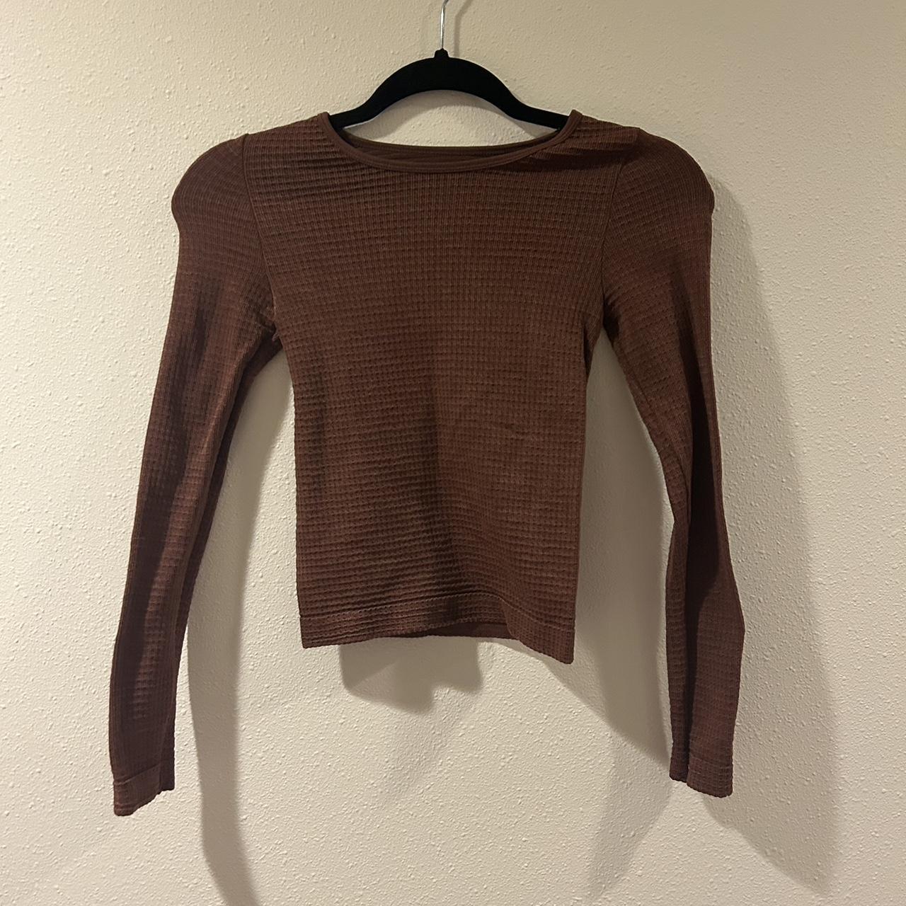 aura waffle stretchy longsleeve size small, fits... - Depop