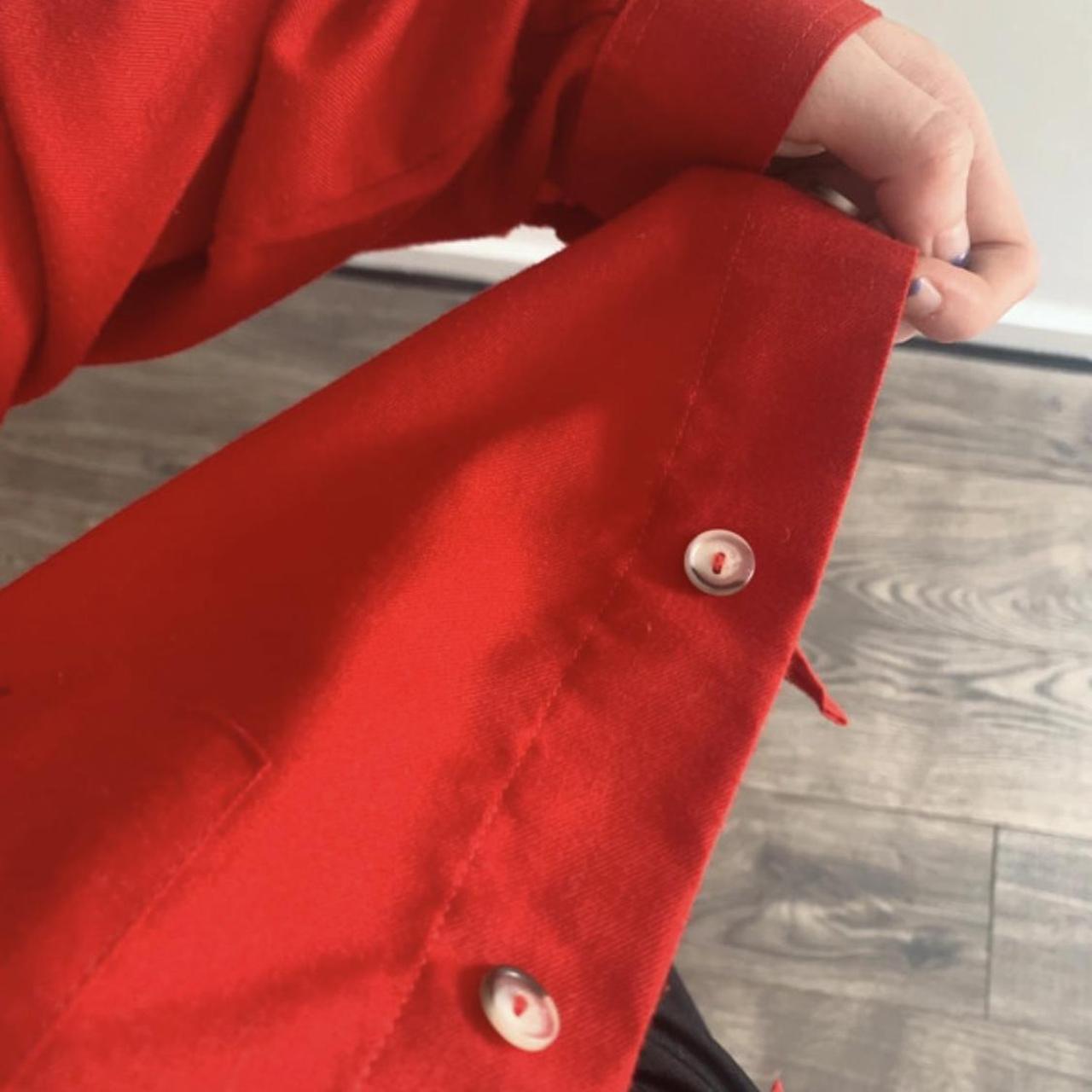 BRIGHT RED BUTTON-UP SHIRT GORGEOUS VINTAGE, GREAT... - Depop
