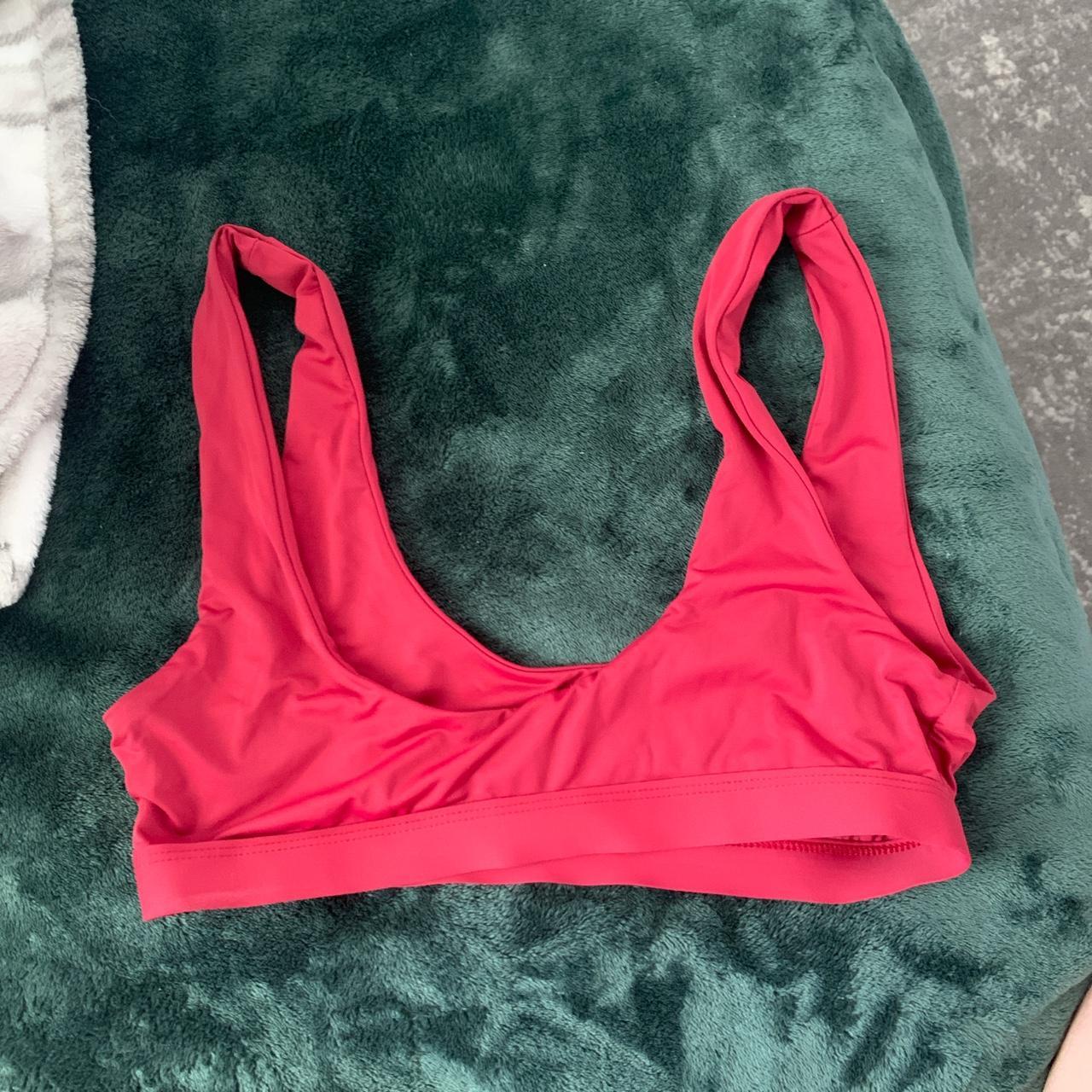 Red dipping daisys swim top. Size small but can also... - Depop