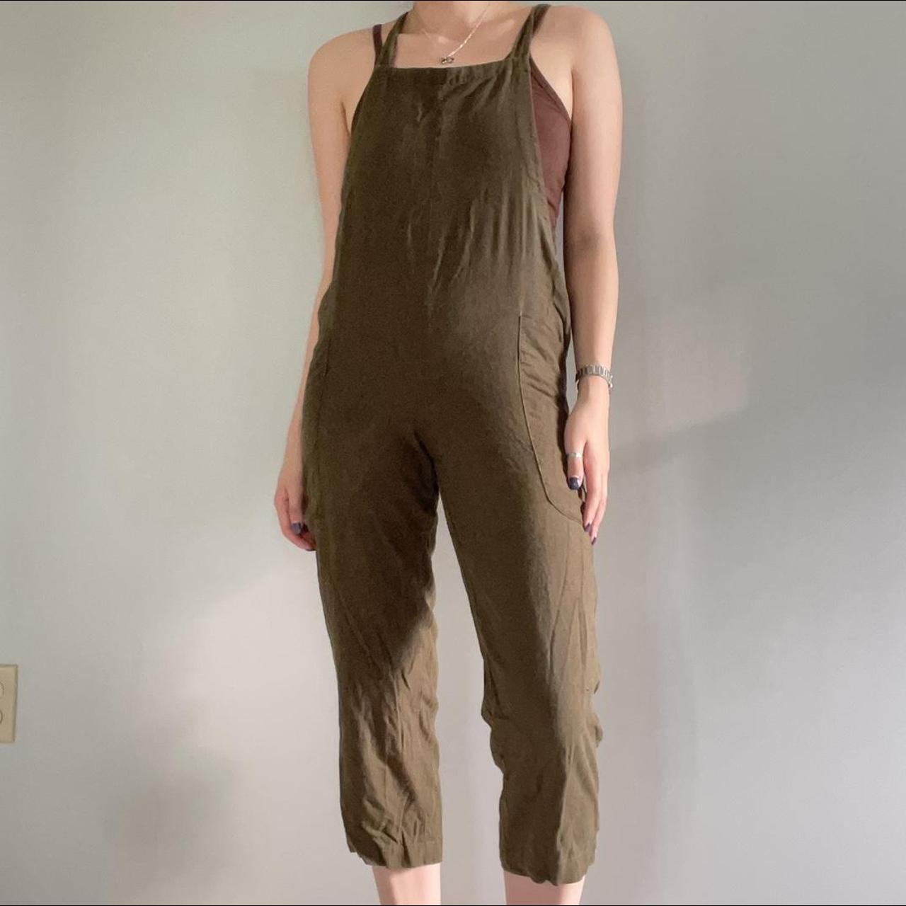 Linen overall jumpsuit I’m 5’10”, 155lb, size M,... - Depop