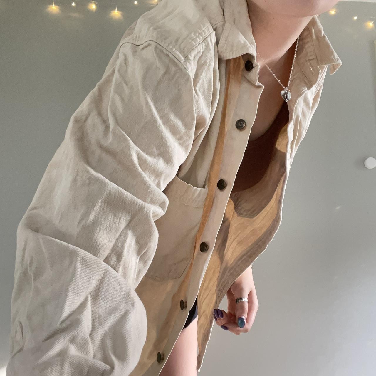 Tan denim jacket cute layering piece, has some... - Depop