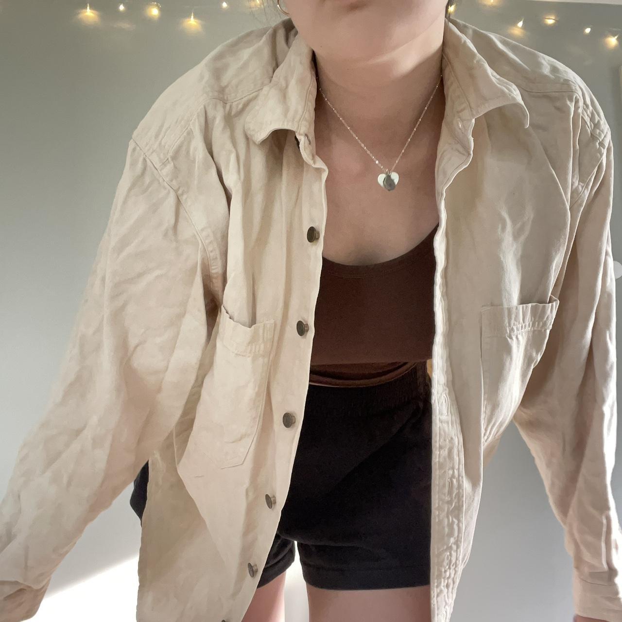 Tan denim jacket cute layering piece, has some... - Depop