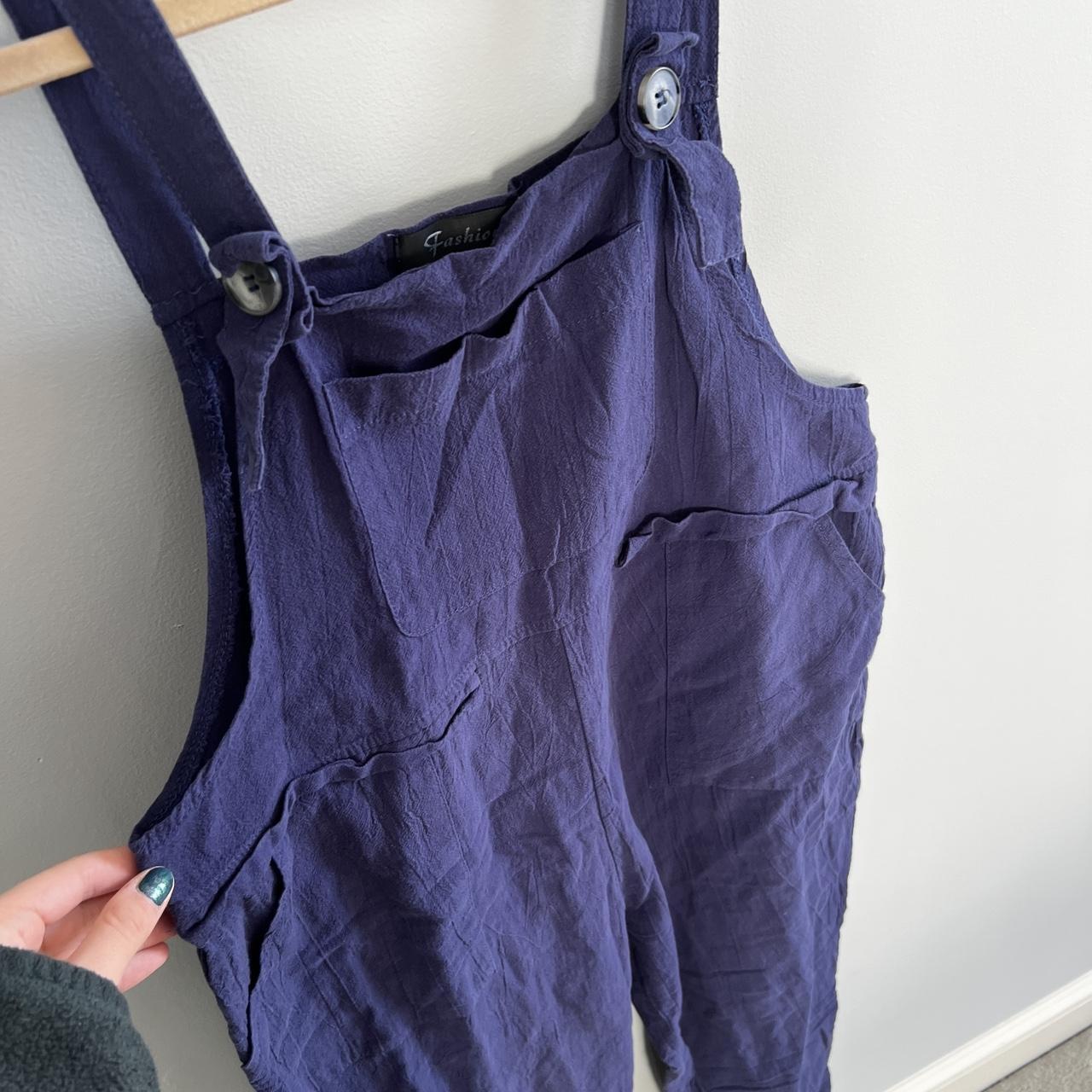 Purple linen overall - Depop