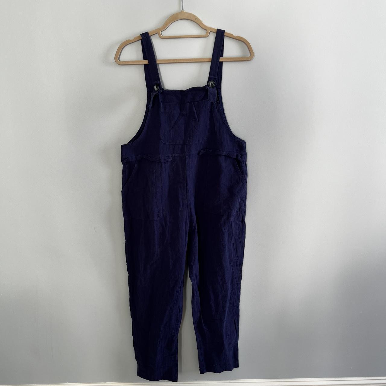 Purple linen overall - Depop