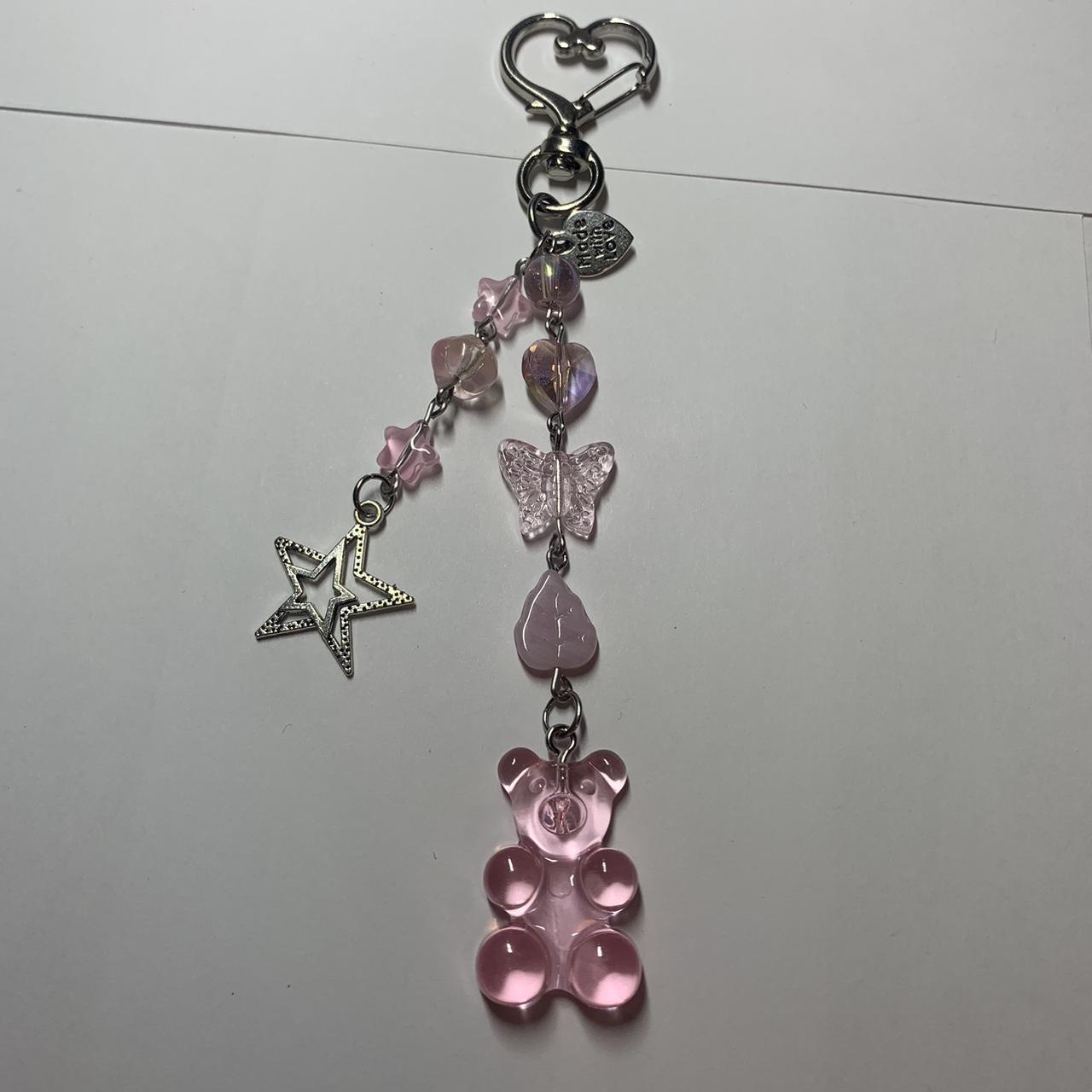Pink gummy bear beaded keychain / purse charm!... - Depop
