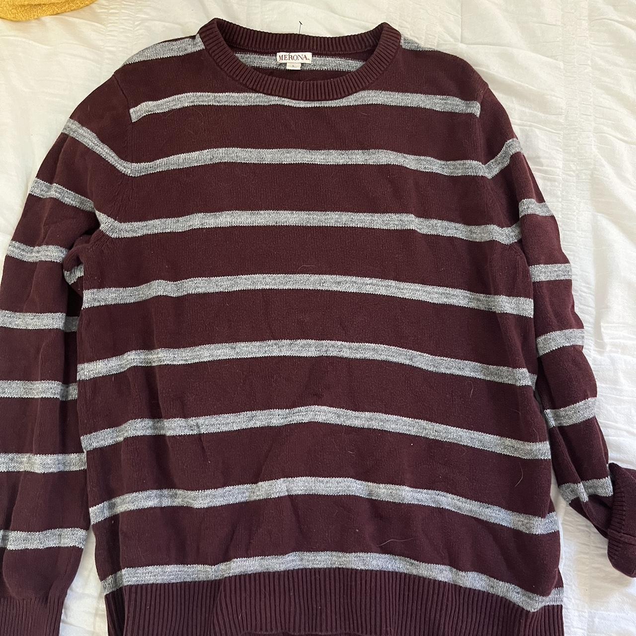 Maroon Striped Sweater FREE SHIPPING!! Size:... - Depop