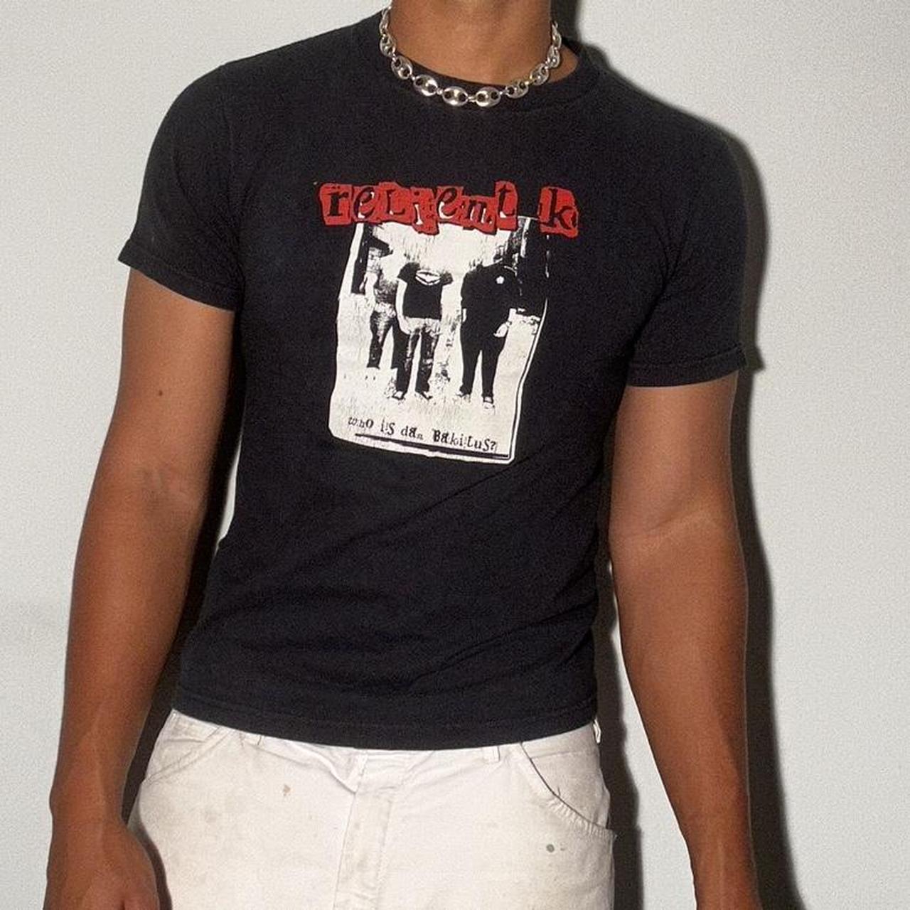 vintage 1990s relient k black graphic tee shirt... - Depop