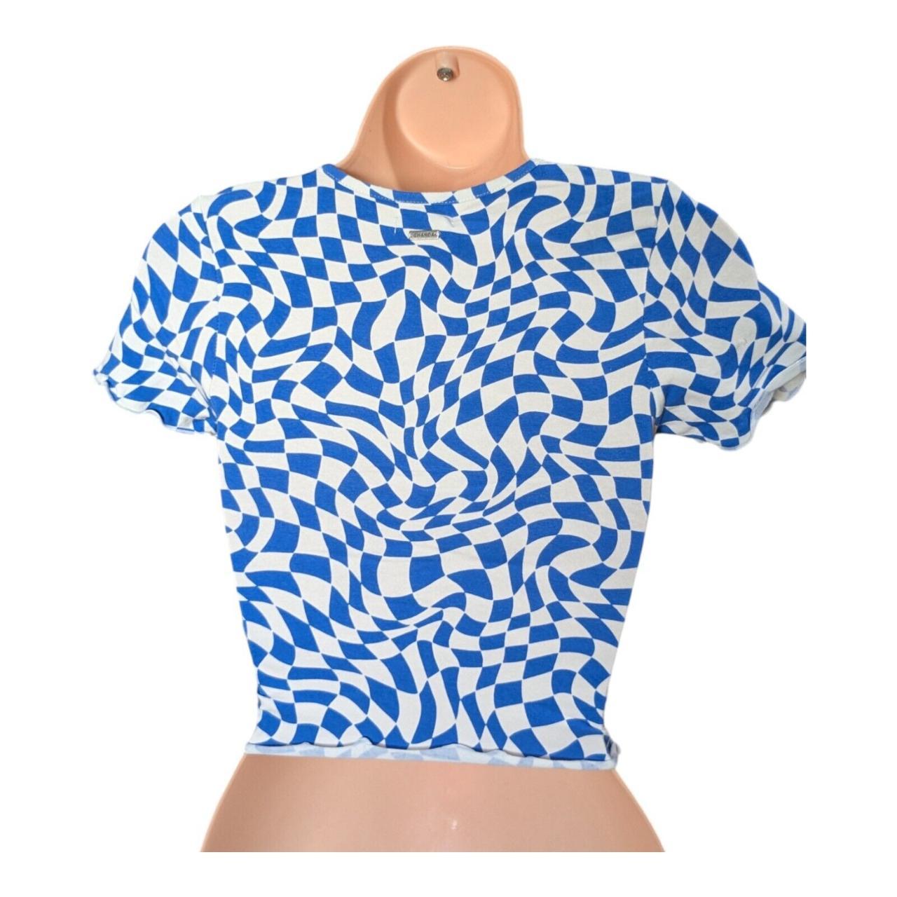 Ghanda Gwen Top in Blue Warped Check - Size XS - New... - Depop