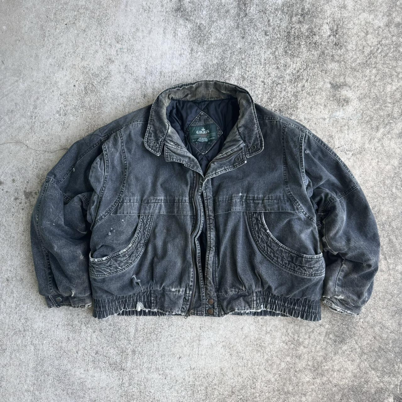 Black distressed jacket with a worn-in look all over... - Depop