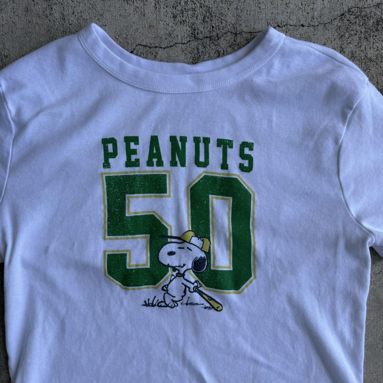 modern peanuts white baby tee cute sporty snoopy... - Depop