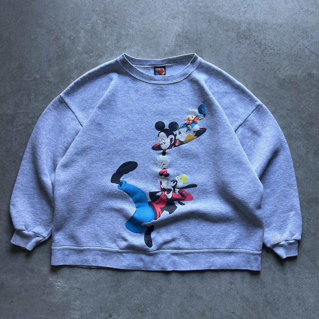 vintage mickey mouse grey sweatshirt super cool... | Depop