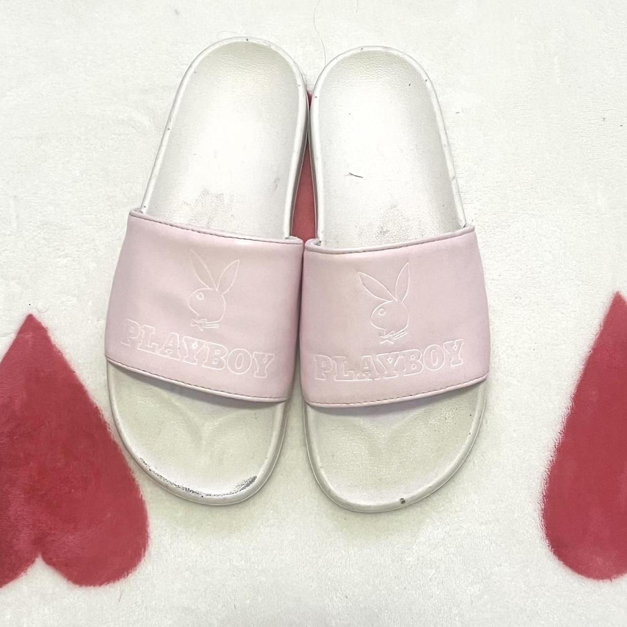 Women's White and Pink Slides | Depop