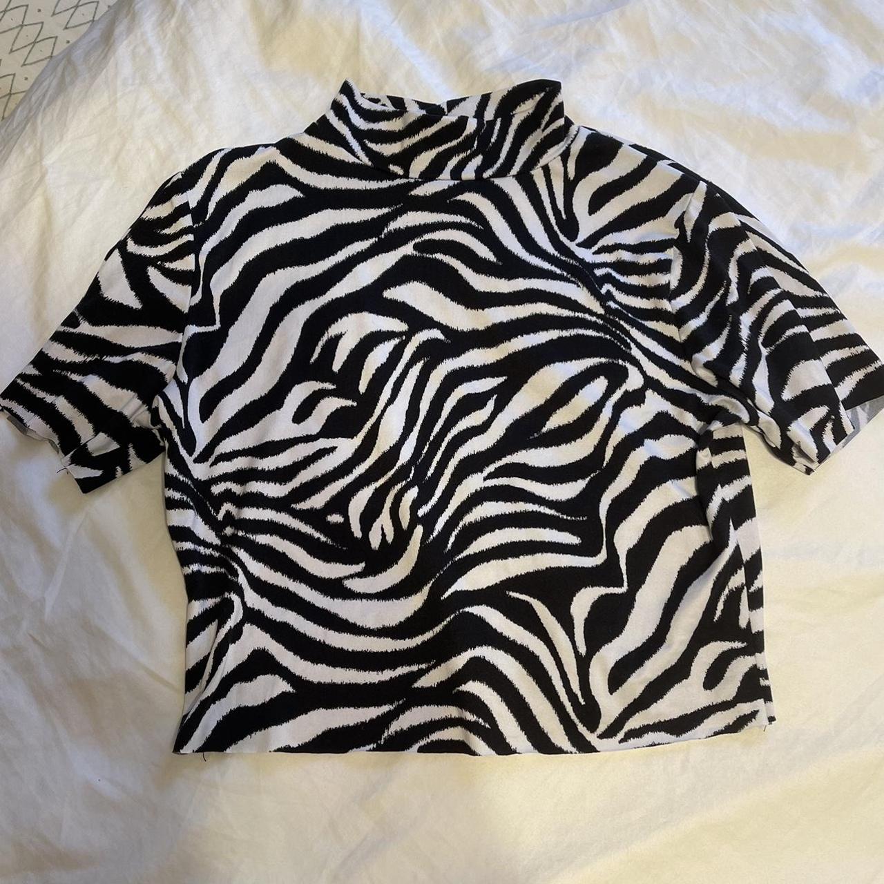 Zebra print turtle neck cropped shirt. Super soft... - Depop