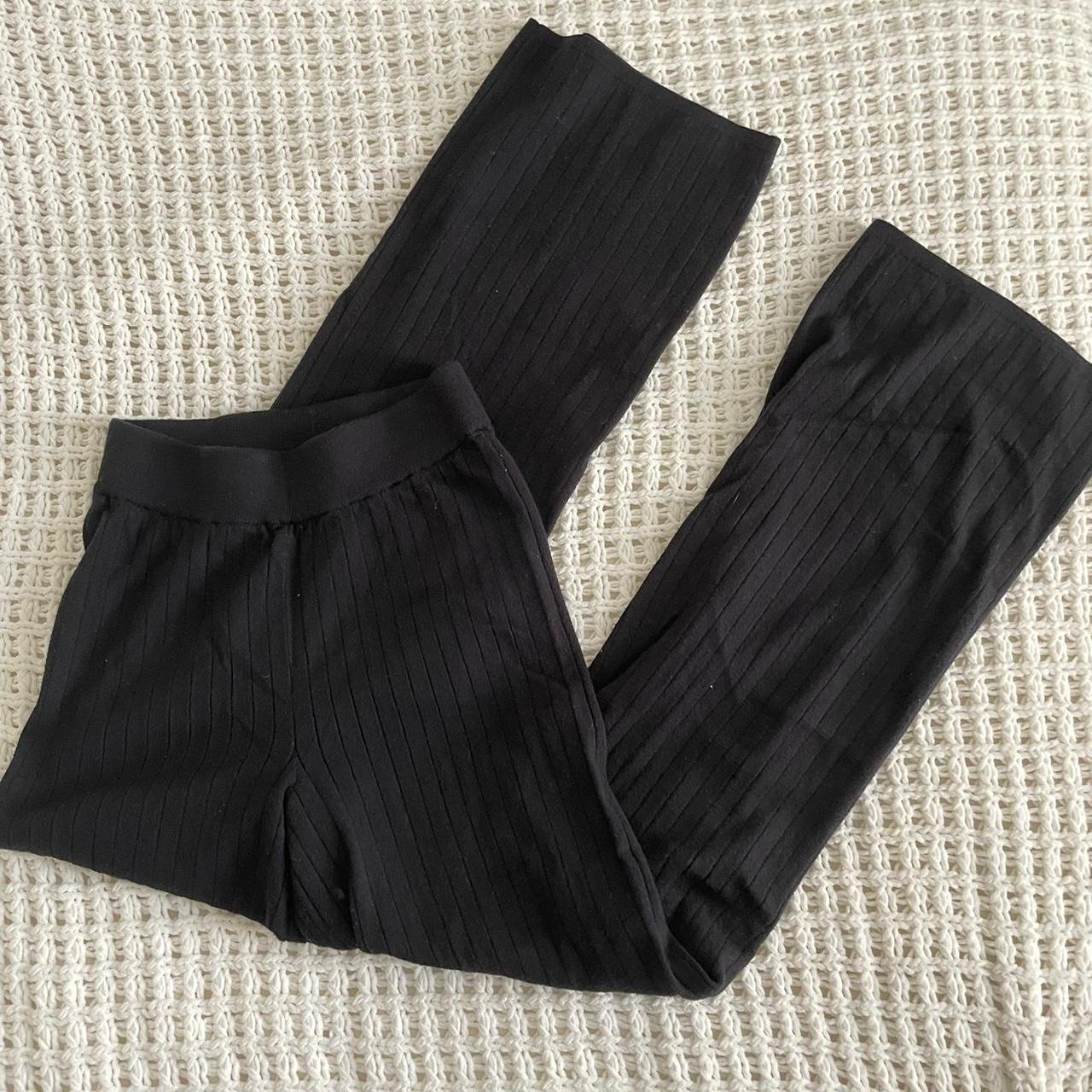 abercrombie black ribbed pants - worn, slight piling... - Depop
