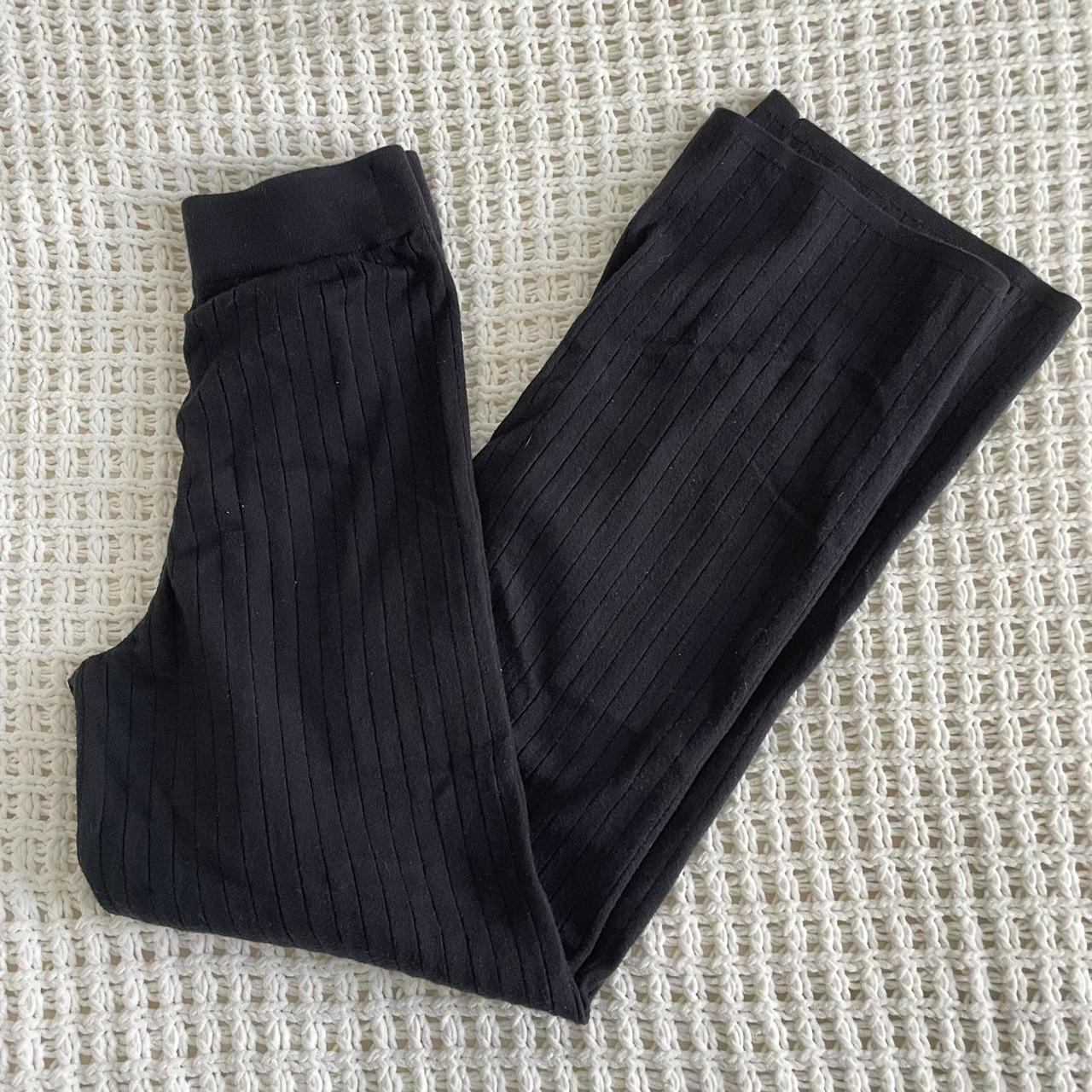 abercrombie black ribbed pants - worn, slight piling... - Depop