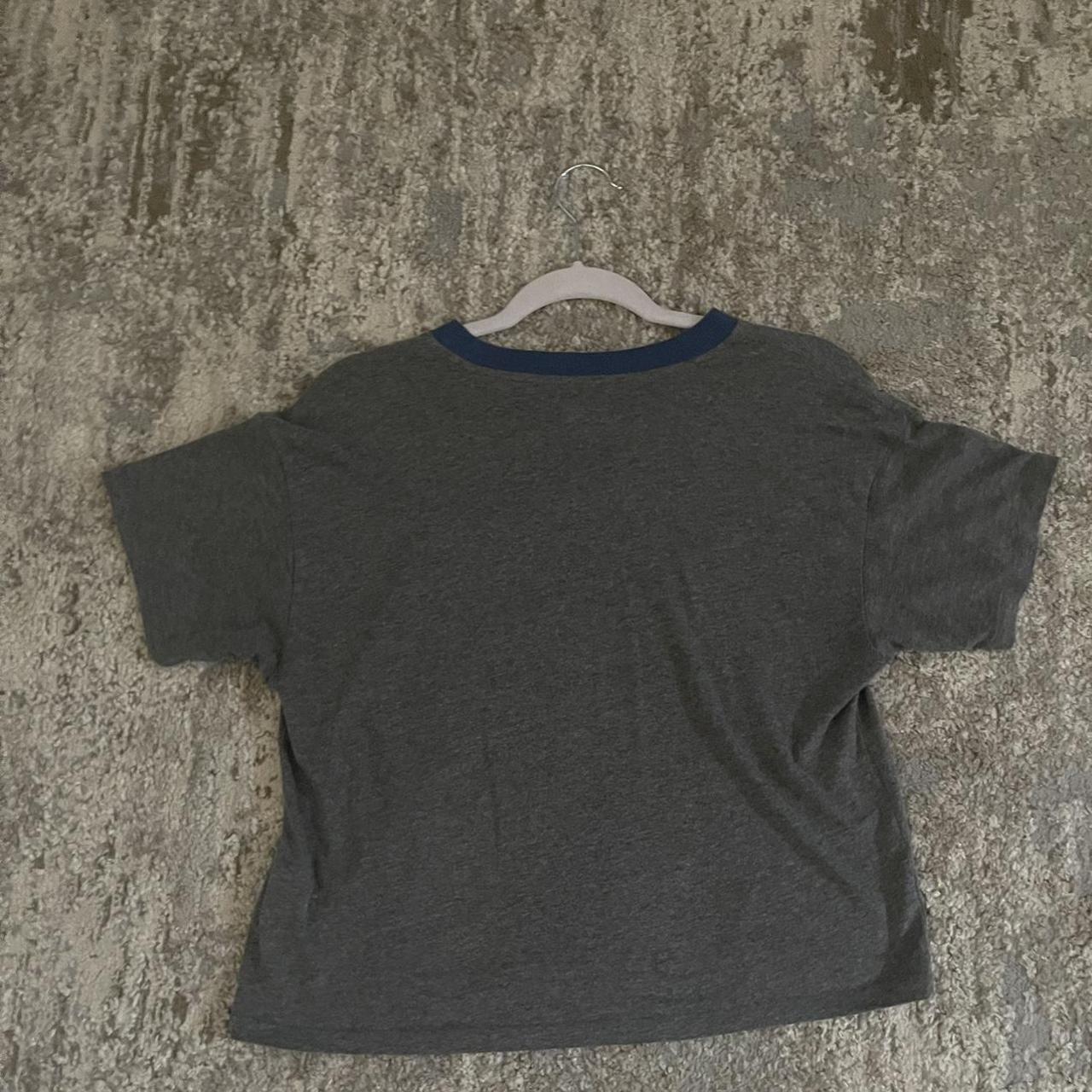 American Eagle Outfitters Women's Blue and Grey T-shirt | Depop