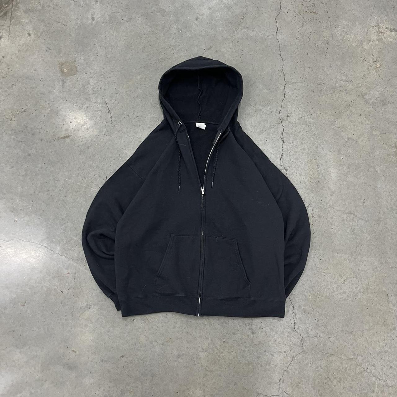 Vintage Y2K black essential zip up hoodie Size... - Depop