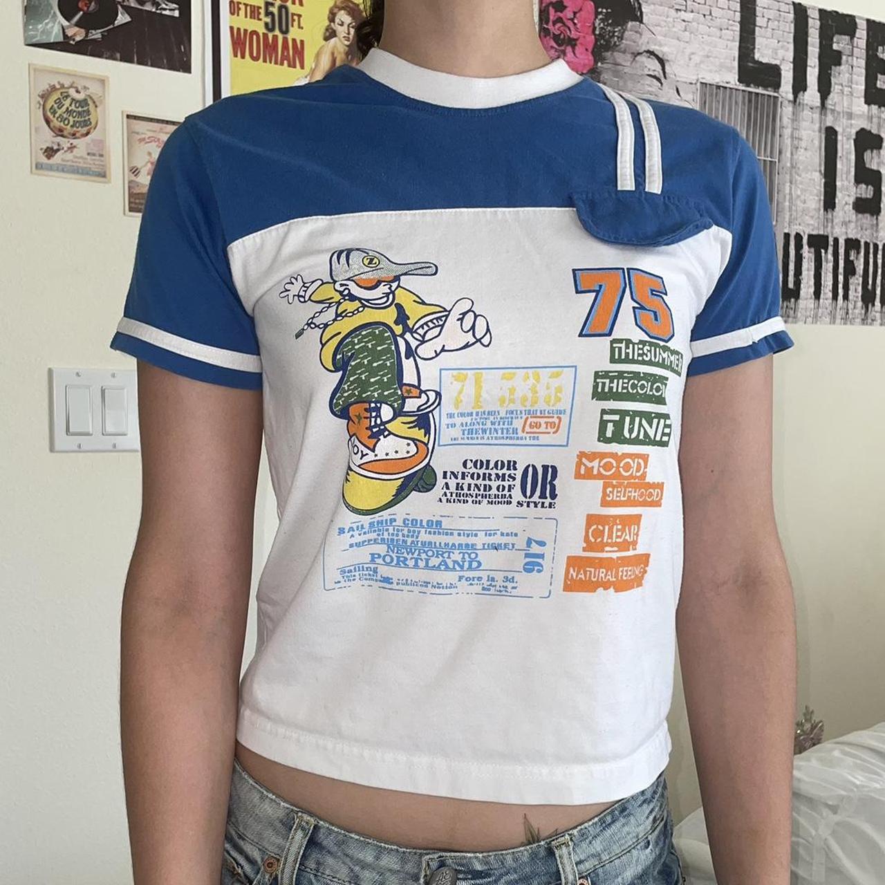 Y2k Zig Zag skater boy baby tee Size 12 Fits... - Depop