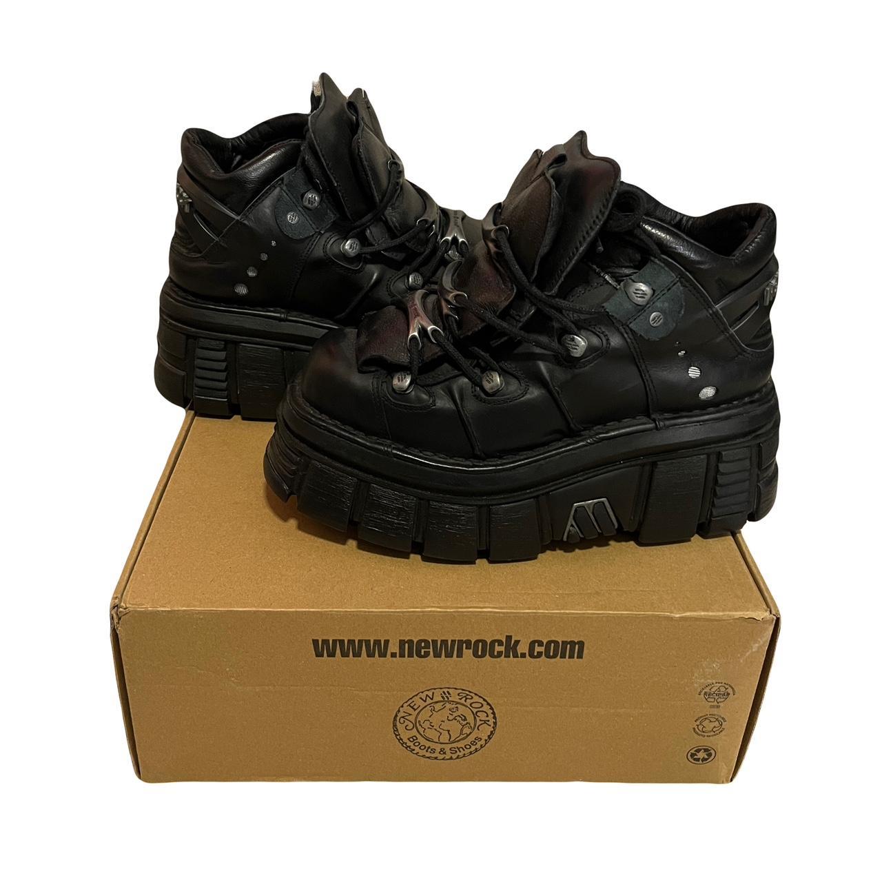 new rock m106 s29 black leather size: mens 9 US /... - Depop