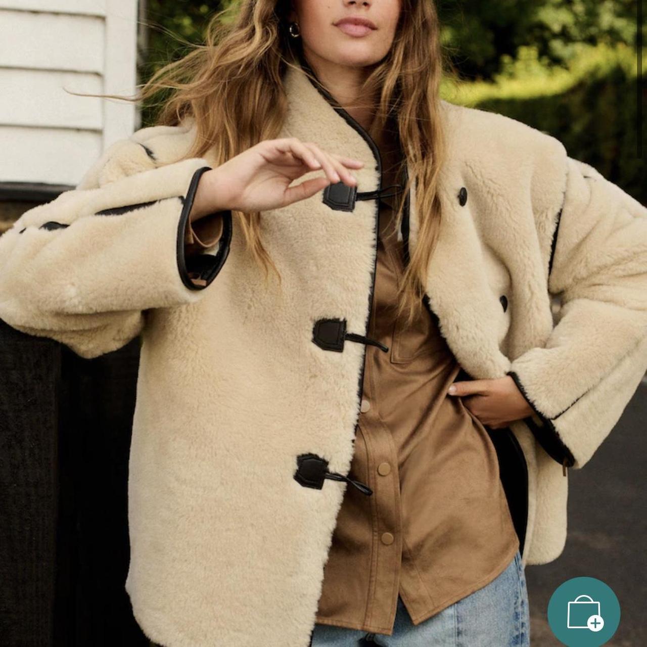 Next Ecru Cream Borg Duffle Fleece Jacket | Depop