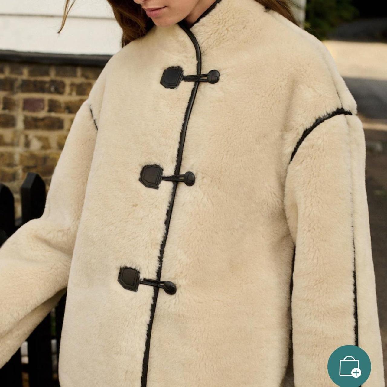 Next Ecru Cream Borg Duffle Fleece Jacket | Depop