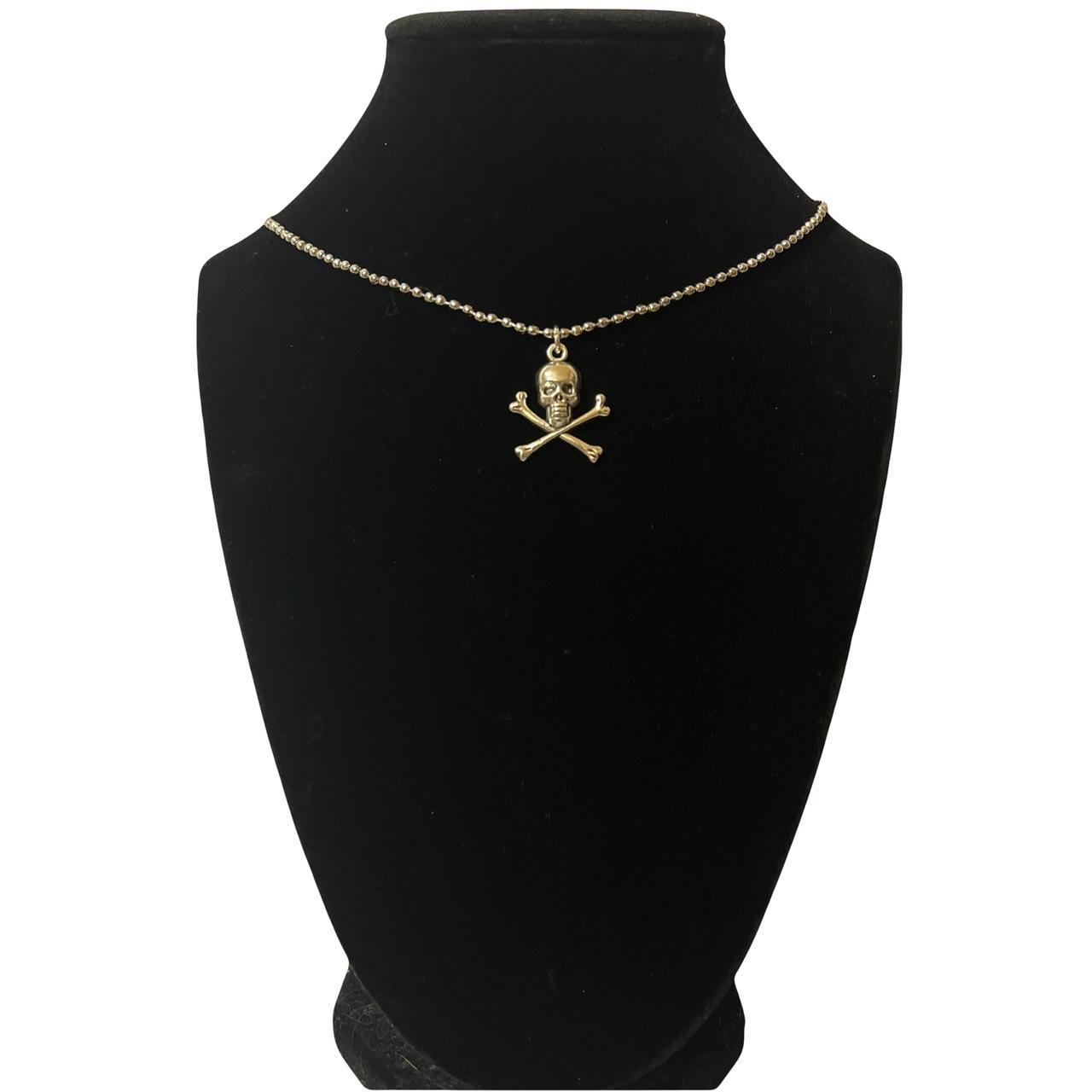 Goth skull ball chain necklace This is handmade by... - Depop