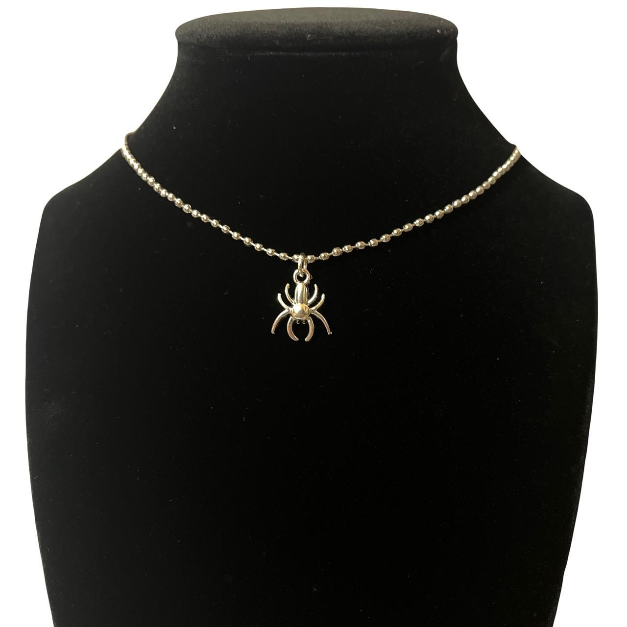 Goth dainty spider ball chain necklace 🛑I ONLY... - Depop